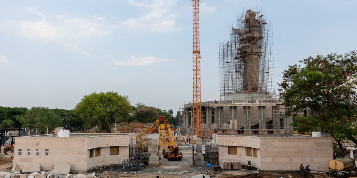 In Photos: Construction of 125 Foot Ambedkar Statue in Full Swing in ...