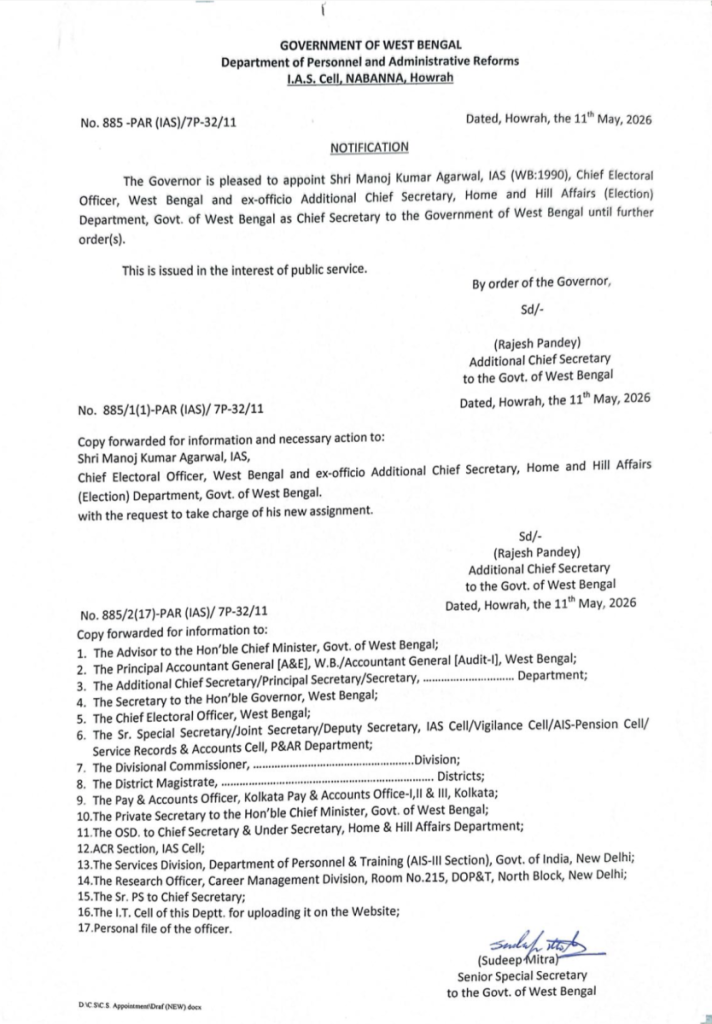 Manoj Agarwal, Who Oversaw the SIR Exercise as West Bengal CEO ...